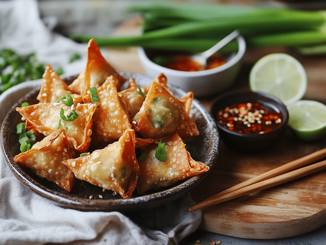 Crispy Chicken Wontons With Spicy Chili And Lime Sauce