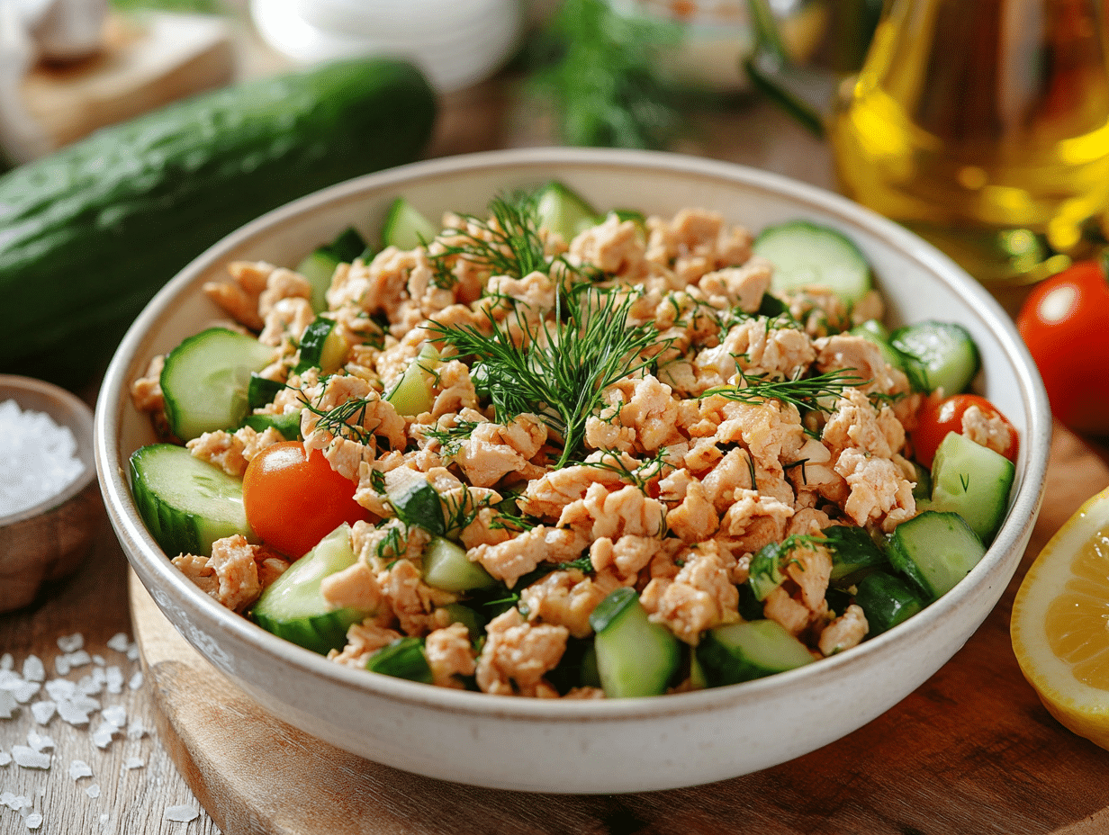 Fresh Mediterranean Minced Chicken Salad With Dill