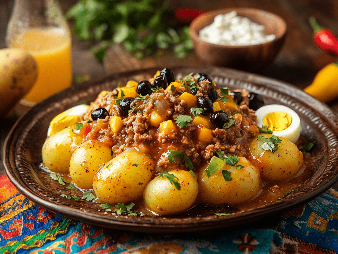 Peruvian Pork And Potatoes With Creamy Huancaína Sauce