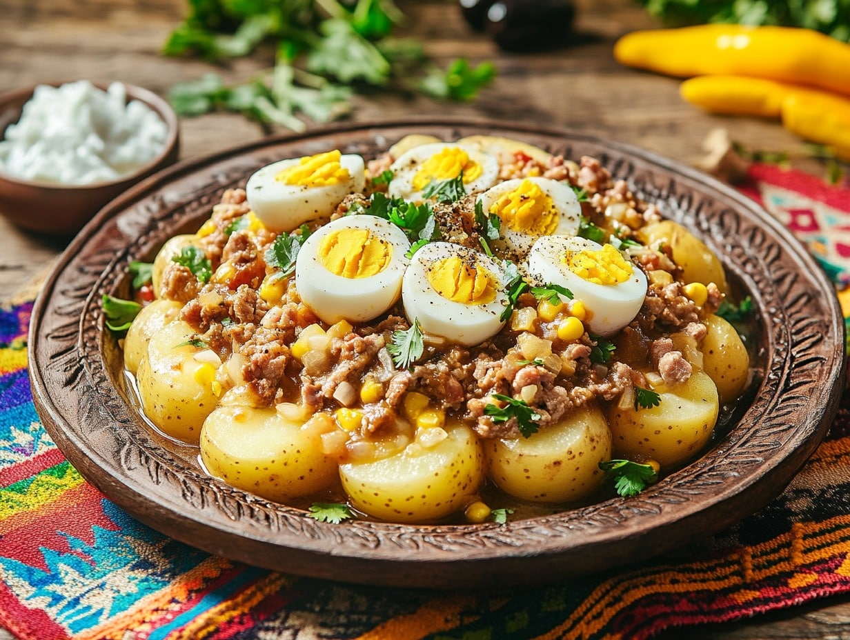 Peruvian Pork And Potatoes With Creamy Huancaína Sauce