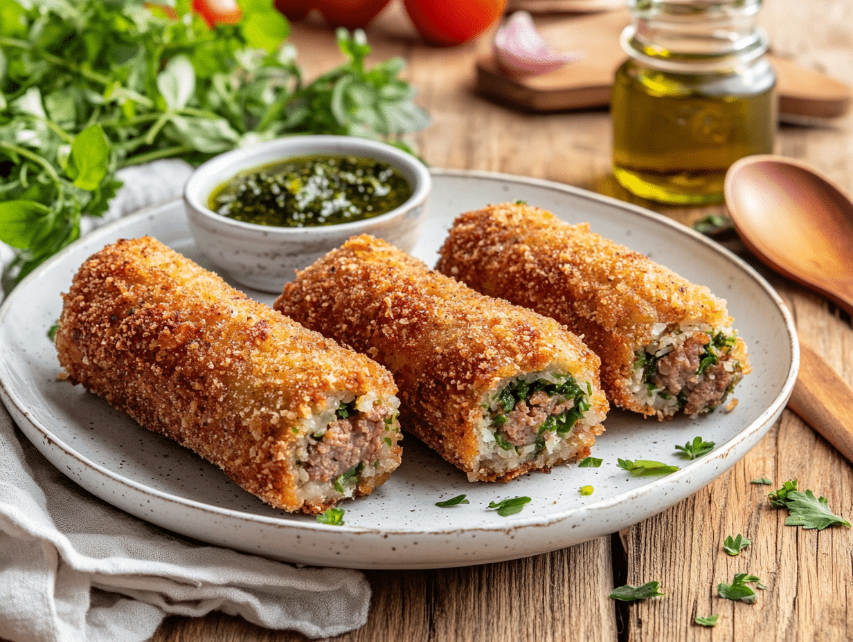 Crispy Argentine Beef Rolls With Parmesan Breading