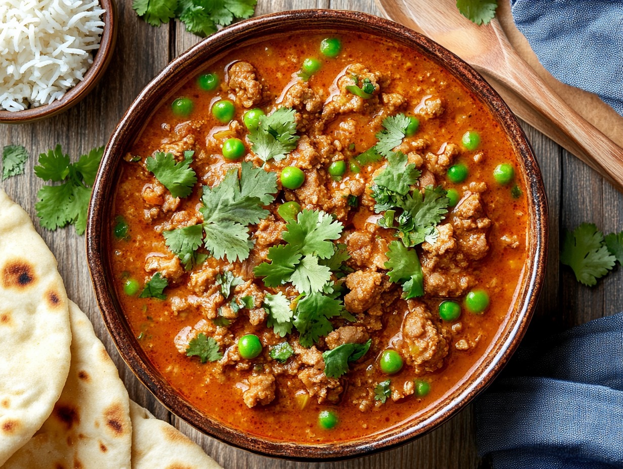 Spicy Pork Mince Curry With Coconut Milk And Peas