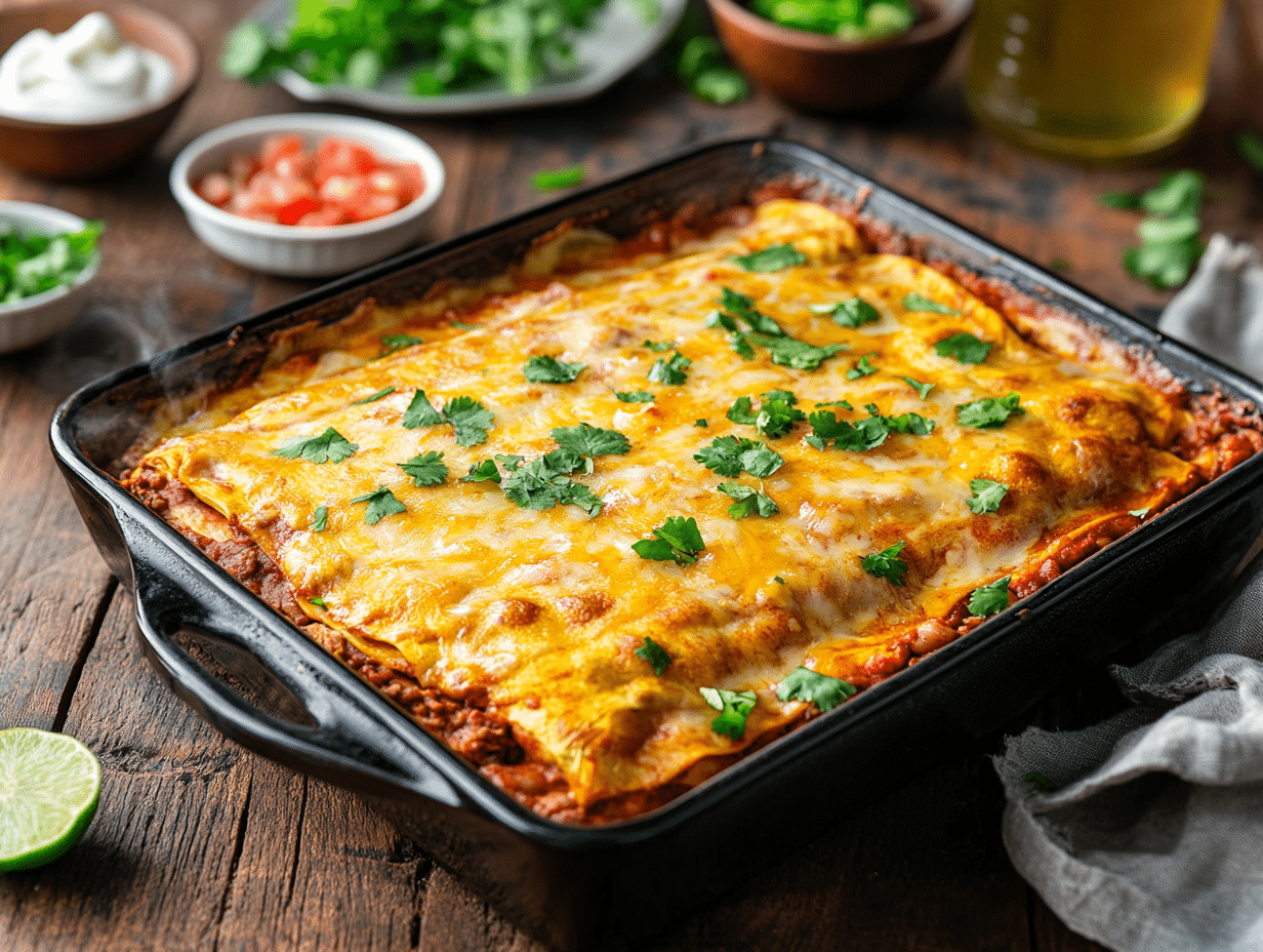 Hearty Mexican Beef And Bean Enchilada Bake Delight