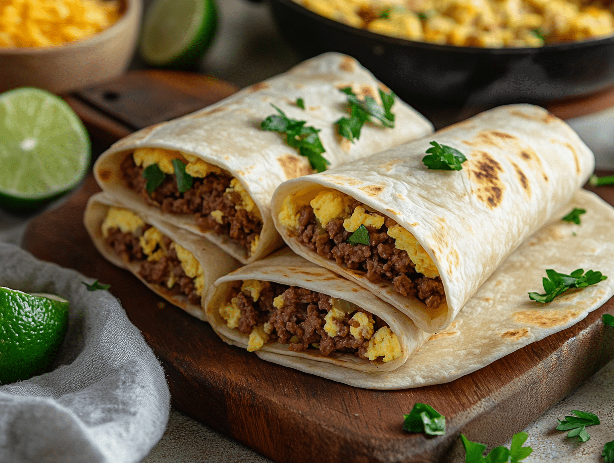 Hearty Beef Mince And Eggs Breakfast Wrap Delight