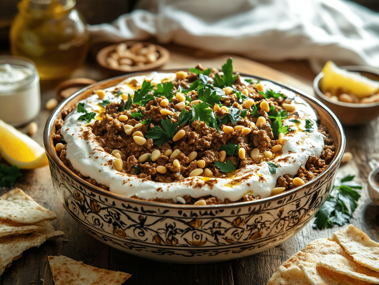 Savory Lebanese Lamb Fatteh With Creamy Yogurt Sauce