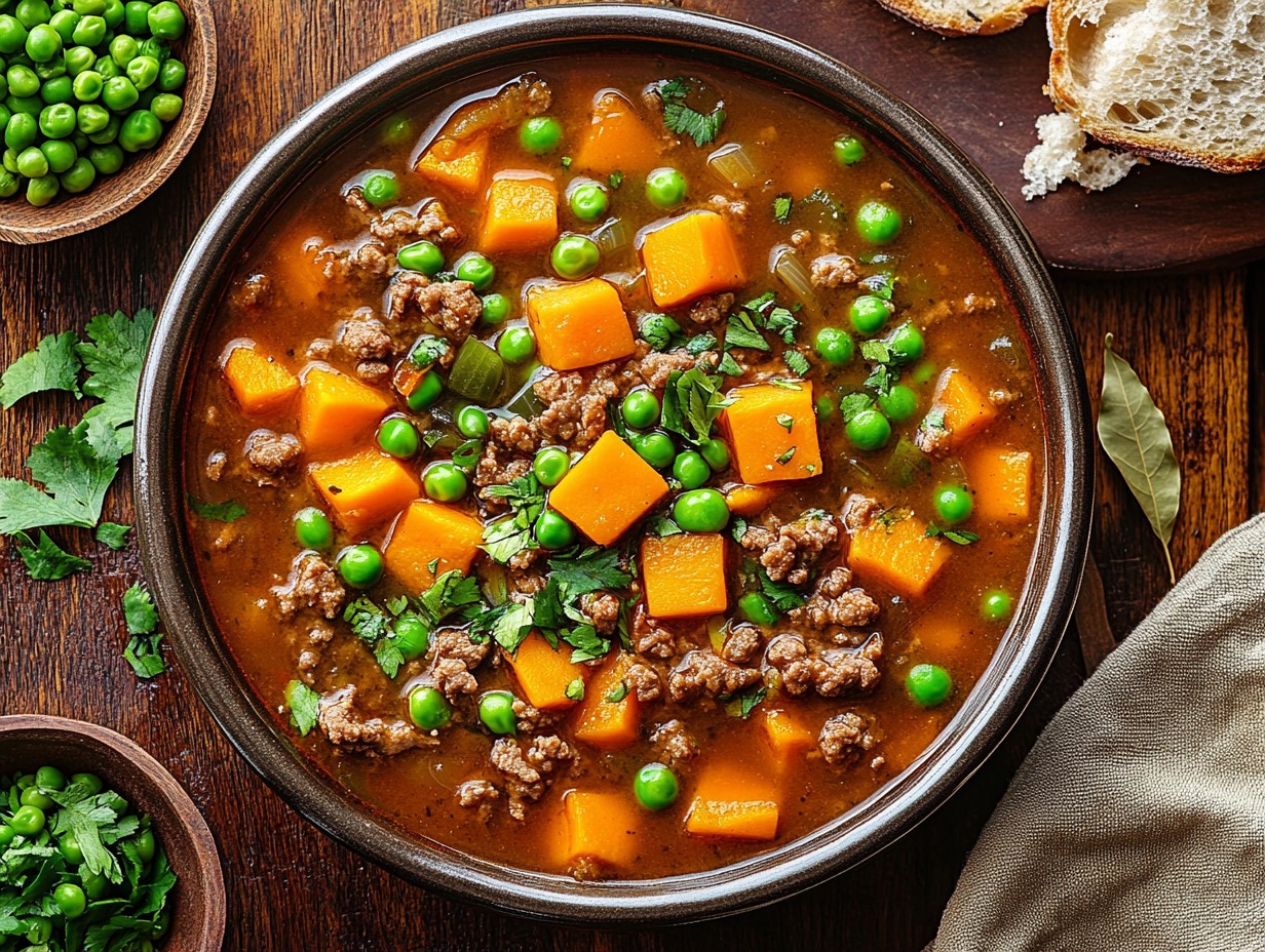 Hearty Filipino Puchero With Minced Beef And Sweet Potatoes