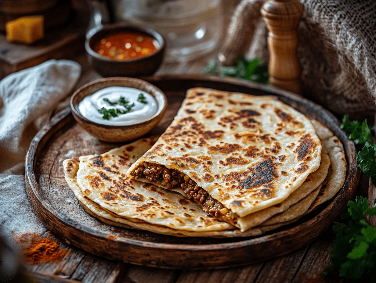 Spicy Beef Mince And Potato Parathas Bursting With Flavor