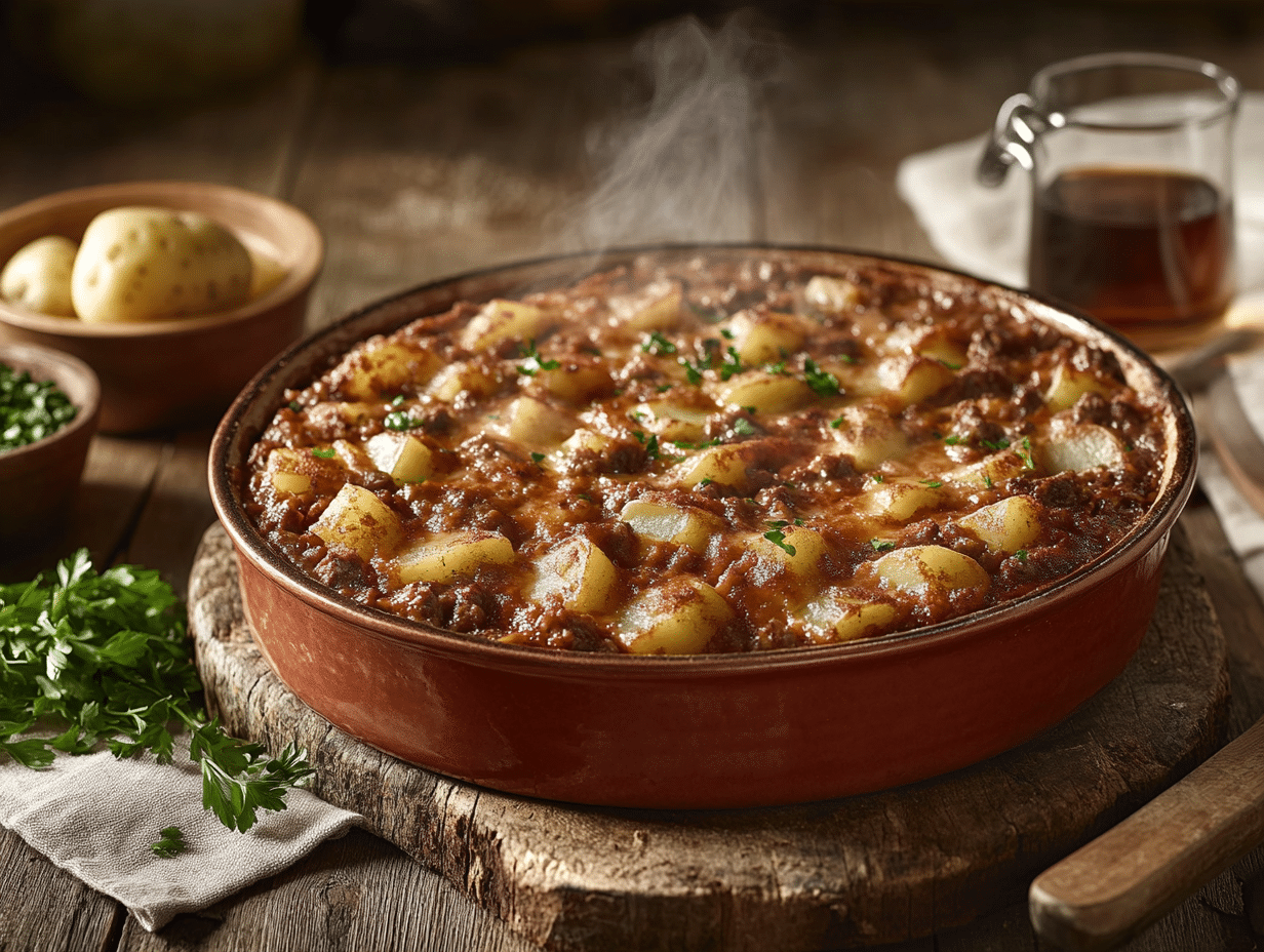 Rustic Beef Casserole With Sherry And Potatoes