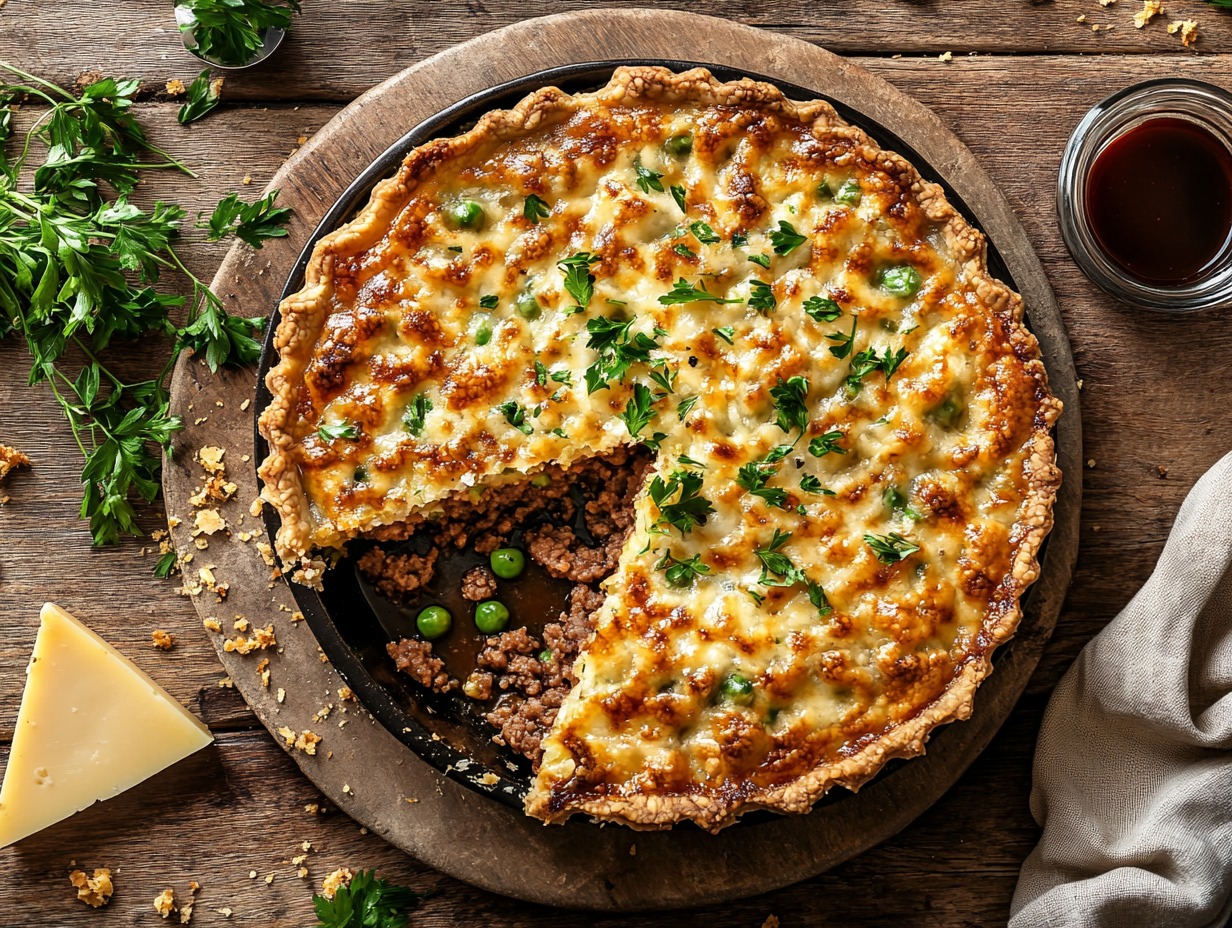 Hearty British Beef Pie With Stilton Cheese Crumble
