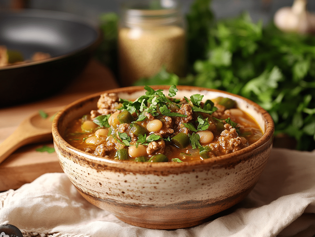 Hearty Brazilian Beef Mince And Okra Feijão Tropeiro