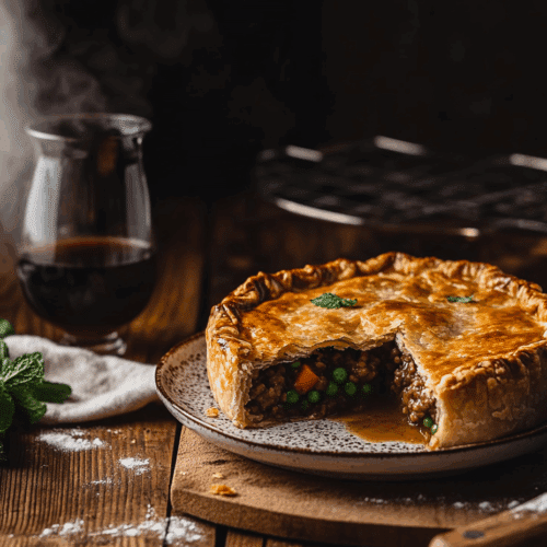 Rustic Lamb Mince Pie With Vibrant Mint Gravy