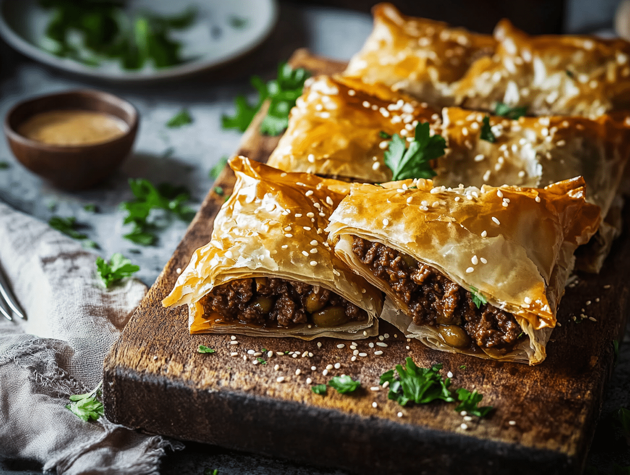 Crispy Mediterranean Beef And Olive Filo Parcels Delight
