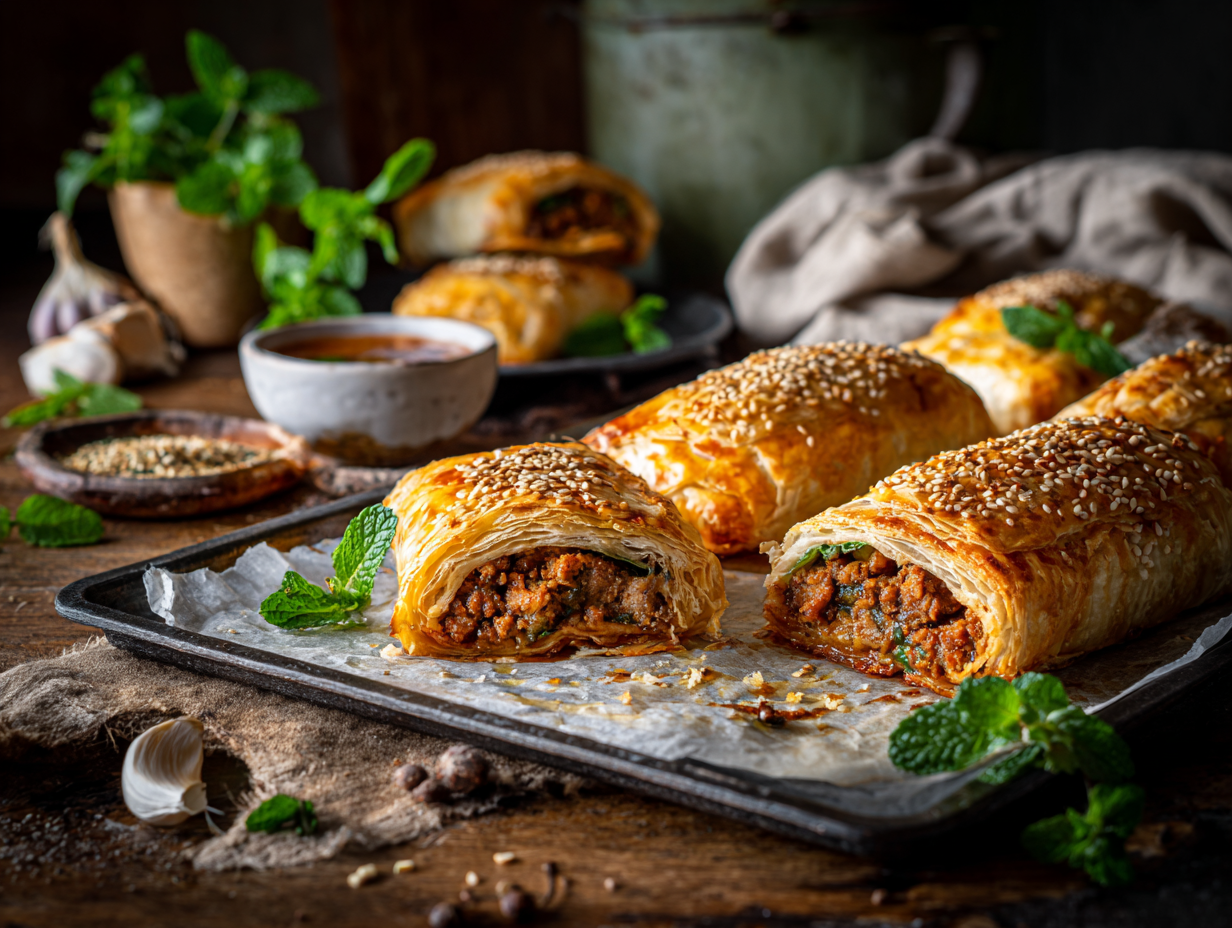 Mediterranean Lamb Sausage Rolls