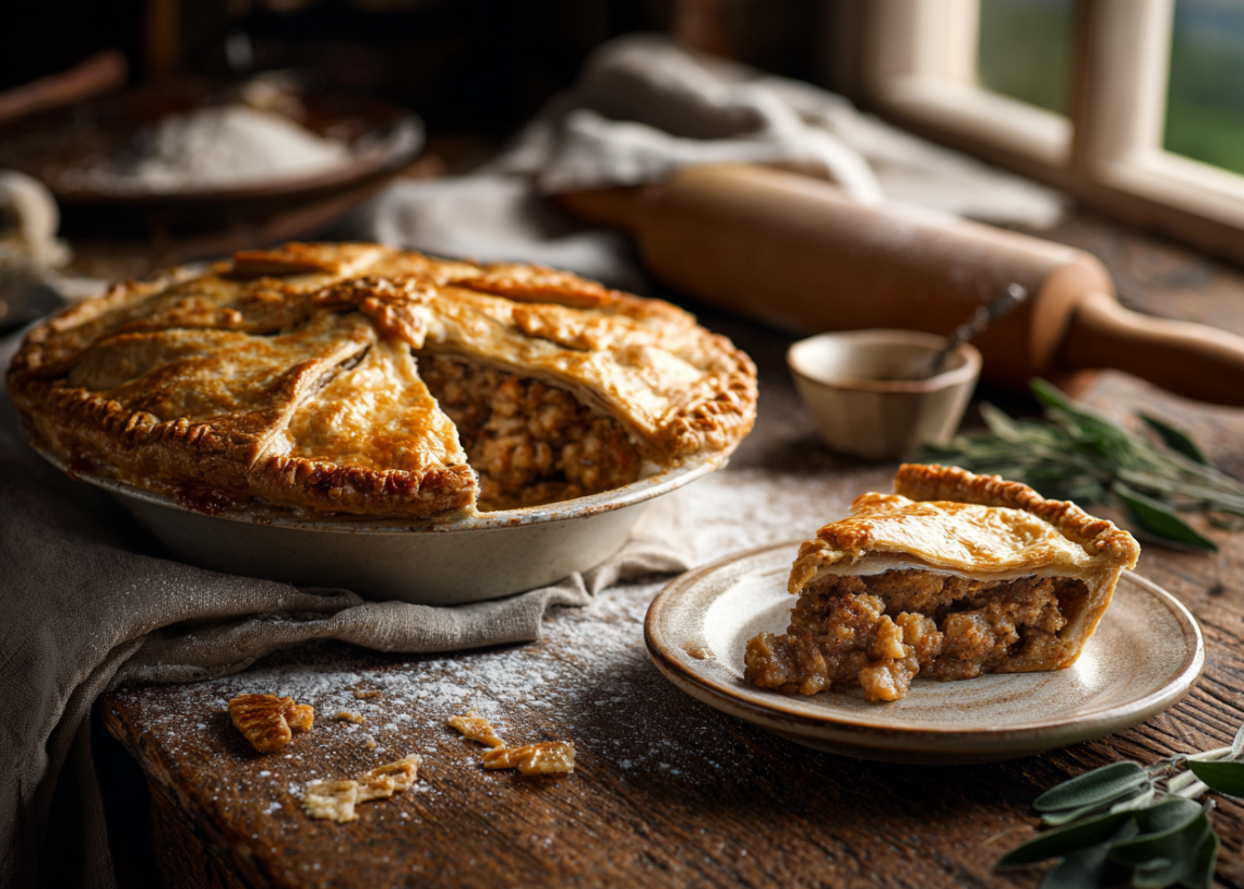 Rustic Lamb Mince Pie With Vibrant Mint Gravy